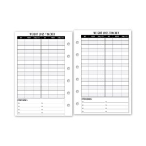 pocket weight loss planner insert refill, 3.2 x 4.7 inches, pre-punched for 6-rings to fit filofax, lv pm, kikki k, moterm and other binders, choose quantity