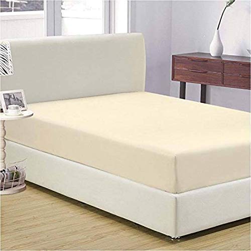 White House Linen 600 Thread Count 1 Fitted Sheet Extra Long Fit Upto 16-18 Inch Deep 100% Egyptian Cotton Sheet, Soft & Pure Sateen Weave Twin XL (39" X 80") Ivory Solid