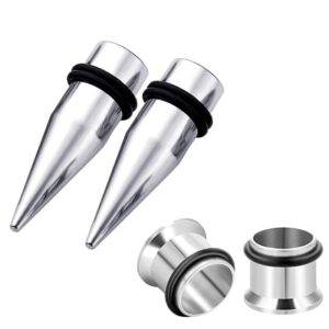 hekeuor 4 piece 316l steel tapers and tunnels ear stretching kit gauges gauging plugs choose 1g 7/16 1/2 9/16 00g-14g (7/16"(11mm))