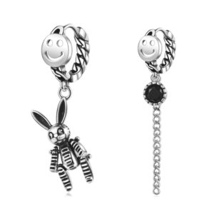 hzjcc asymmetric rabbit drop earrings for women long chain silver plated punk earrings jewelry