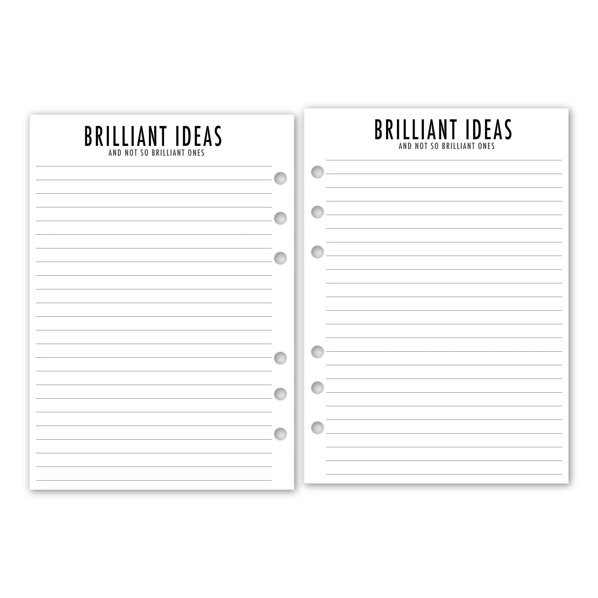 A5 Brilliant Ideas Refill Insert, 5.83″ x 8.27″, Punched for 6-Rings Binders, Choice of Quantity