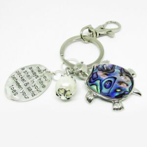 Sea Turtle Keychain - Beach Inspired Gifts - Abalone Shell Turtle Keyring - Birthday Gifts for Women