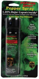 pepper shot 1.2% mc 4 oz pepper spray stream flip top