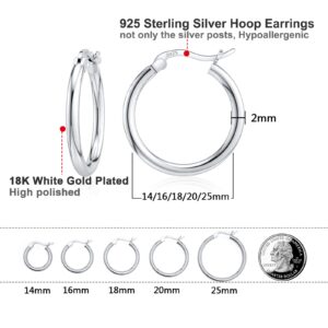 JIAYIQI Sterling Silver Hoop Earrings for Women Lightweight Round Small Sliver Hoop Earrings Hypoallergenic Diameter 25mm