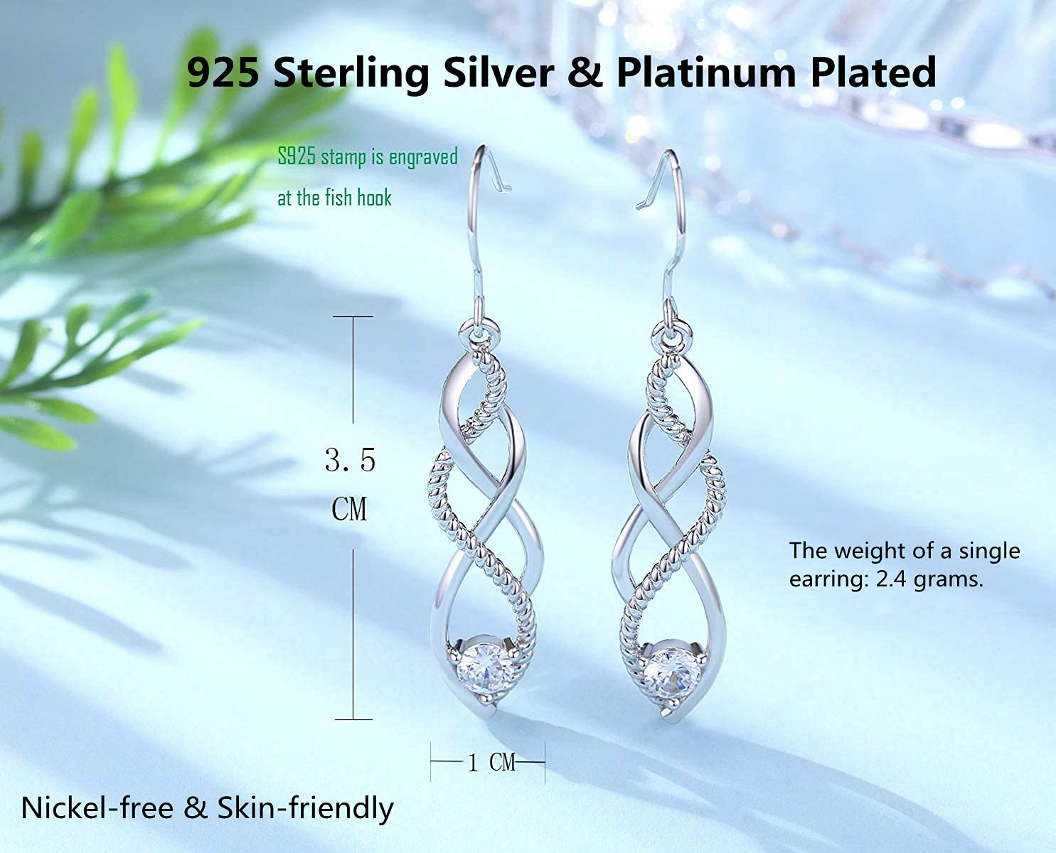 Celtic Knot Drop Earrings, Sterling Silver Dangle Earring for Women