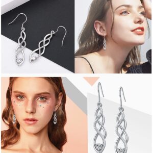 Celtic Knot Drop Earrings, Sterling Silver Dangle Earring for Women