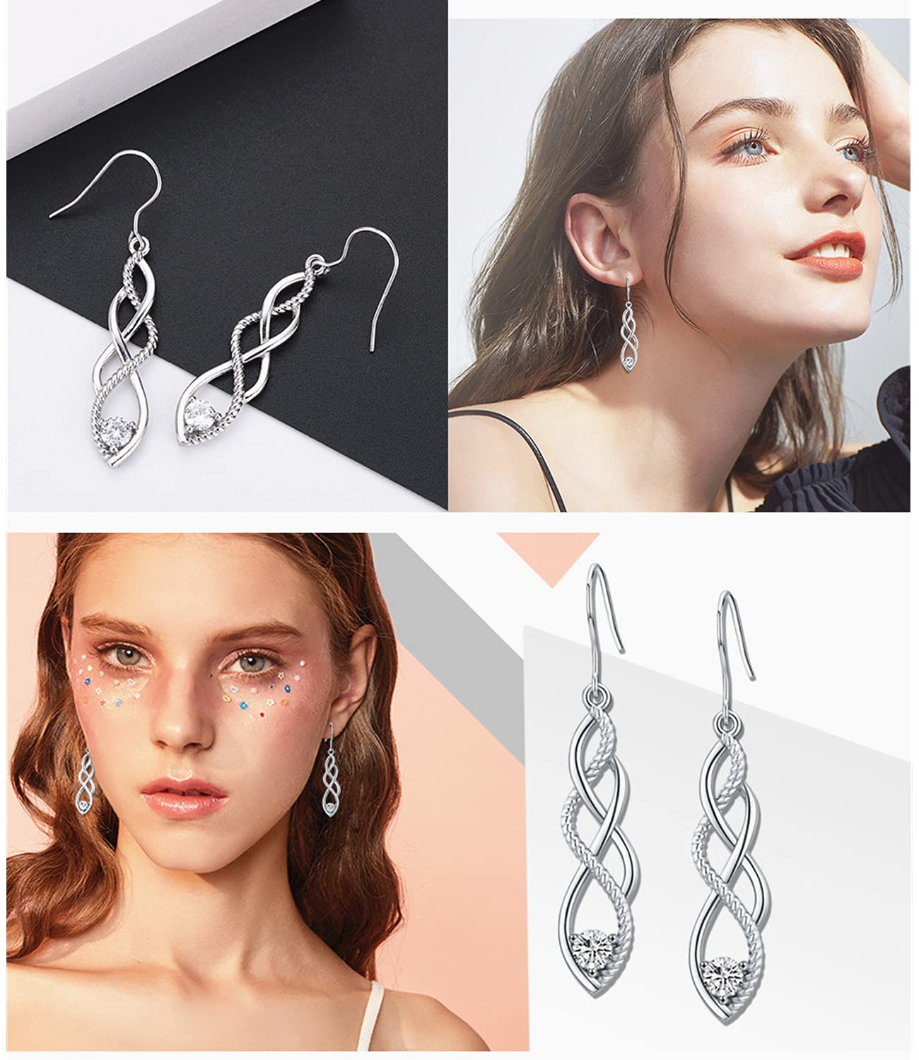 Celtic Knot Drop Earrings, Sterling Silver Dangle Earring for Women