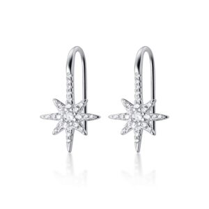 sluynz sparkling star drop earrings for women 925 sterling silver cz star hook earrings (a-silver)