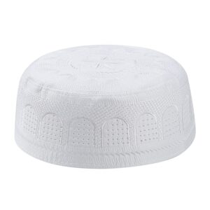 men muslim prayer kufi hat prayer headwear cap islamic beanie skull cap embroidery kofia topi sun hat white