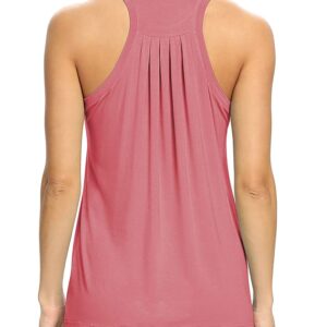 Mippo Workout Shirts for Women Loose Fit Long Tank Tops Yoga Tops Gym Shirt Athletic Wear Ladies Workout Top Tennis Clothes Active Tops Fitness Apparel for Women Rose L