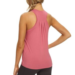 Mippo Workout Shirts for Women Loose Fit Long Tank Tops Yoga Tops Gym Shirt Athletic Wear Ladies Workout Top Tennis Clothes Active Tops Fitness Apparel for Women Rose L