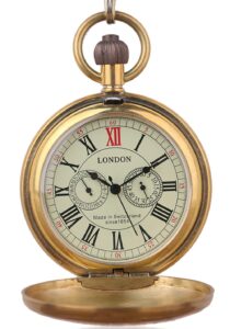 vintage copper train london design hand winding mechanical pocket watch mens watches