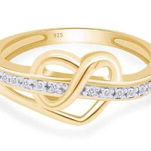 AFFY 1/20 cttw Round Cut Natural diamond 14k Yellow Gold Plated Sterling Silver Diamond Heart Infinity Ring, G-H Color, I1-I2 Clarity Ring Size-6