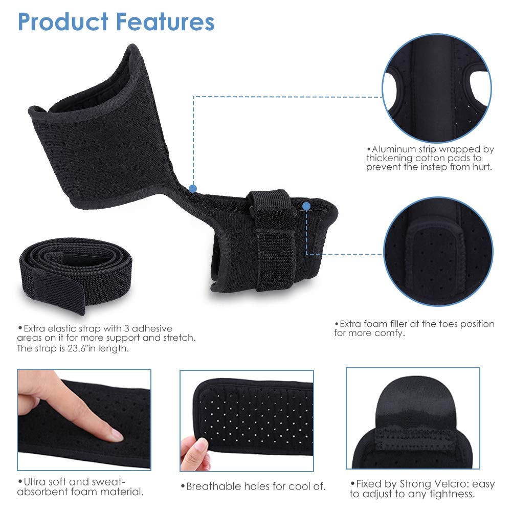 TOPINCN Ankle Brace, Foot Drop Night Splint Orthotics Fracture Sprain Injury Support Wrap Ankle Brace with Masssage