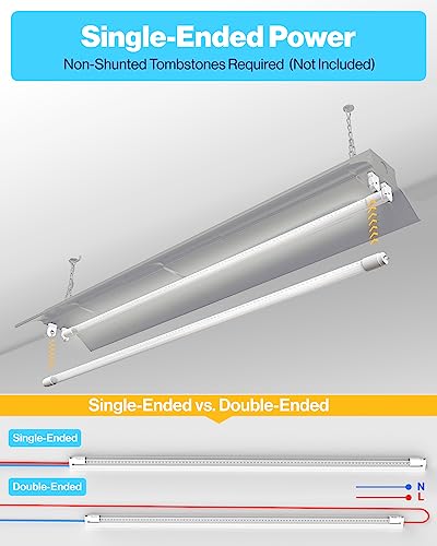 Sunco 50 Pack T8 LED Tubes 4FT Fluorescent Replacement, 48 Inch, 18W, 2200LM, 6000K Daylight Deluxe, Single Ended Power, Type B, Ballast Bypass, Clear Lens UL