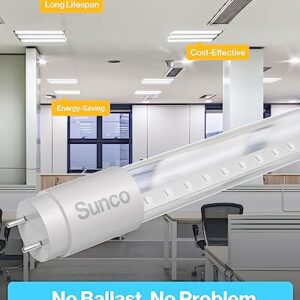 Sunco 50 Pack T8 LED Tubes 4FT Fluorescent Replacement, 48 Inch, 18W, 2200LM, 6000K Daylight Deluxe, Single Ended Power, Type B, Ballast Bypass, Clear Lens UL