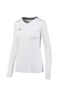 mizuno women's united long sleeve jersey, white, large