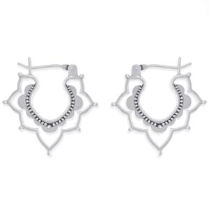 boma jewelry sterling silver bomhemian flower snap down closure hoop earrings