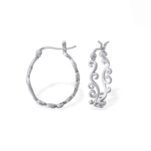 boma jewelry sterling silver filigree snap down closure hoop earrings