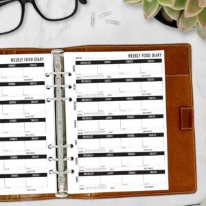 A5 Weekly Food Diary Planner Insert Refill, 5.83″ x 8.27″, Fits 6-Rings Binders - Filofax, LV GM, Moterm, Choice of Quantity