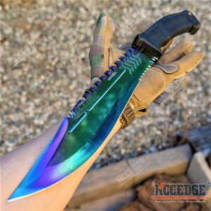 Tactical Knife Hunting Knife Survival Knife 17 Inch Fixed Blade Knife Razor Sharp Edge Camping Accessories Camping Gear Survival Kit Survival Gear Tactical Gear 77640 (Rainbow)