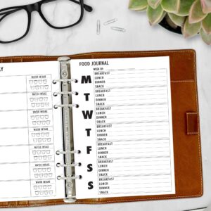 A5 Food Journal Planner Insert Refill, 5.83″ x 8.27″, Fits 6-Rings Binders - Filofax, LV GM, Moterm, Choice of Quantity