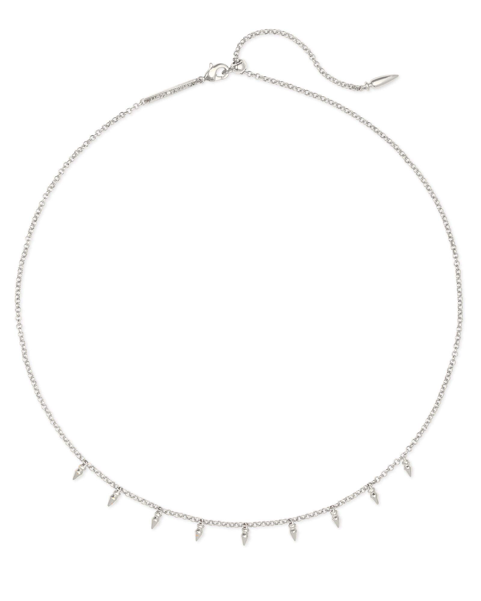 Kendra Scott Addison Adjustable Length Choker Necklace for Women, Fashion Jewelry, Rhodium-Plated