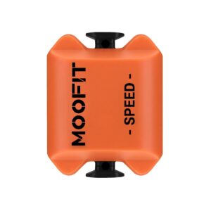 moofit bike speed sensor, bluetooth & ant+ wireless rpm cycling spin bike cadence sensor for wahoo/coosporide/rouvy/peloton, ip67 waterproof, orange