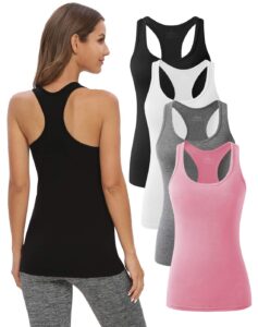 cosy pyro workout tank tops for women racerback yoga tanks basic athletic activewear-4 packs black/white/gray/pink m