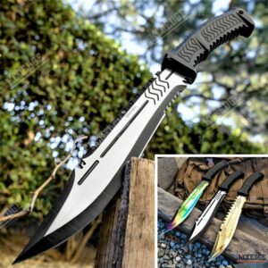 tactical knife hunting knife survival knife 17 inch fixed blade knife razor sharp edge camping accessories camping gear survival kit survival gear tactical gear 77640 (black)