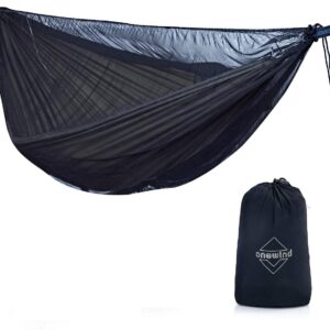 onewind Hammock Mosquito Single & Double Camping Hammocks Bugnet -360-Degree Protection Bottom Entry Security from Bugs, Mosquitoes, No See Ums, Spiders & Pesky Bugs -Lightweight Compact Easy Setup