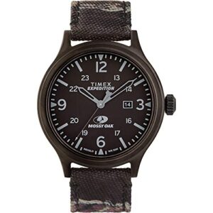 timex x mossy oak men's expedition scout 43mm watch – eclipse camo fabric & leather strap