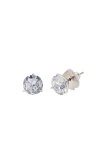 kate spade new york trio prong studs, clear/silver