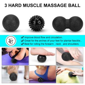 Foam Roller Set - High Density Back Roller, Muscle Roller Stick,2 Foot Fasciitis Ball, Stretching Strap, Peanut Massage Ball for Whole Body Physical Therapy & Exercise, Back Pain, Leg, Deep Tissue