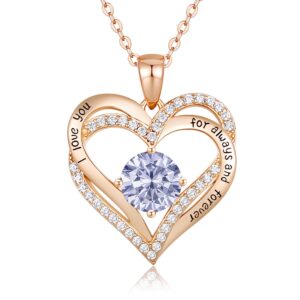 cde forever love heart necklaces for women, wedding anniversary, birthday gift for wife, s925 silver jewelry with birthstone pendant, ideal chrismas valentine's or mothers day gifts for her