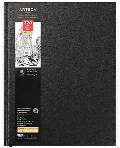 ARTEZA Hardcover Sketch Book 8.5 x 11 Drawing Pad 100 Sheets Sketch Pads for Drawing for Adults & Teens