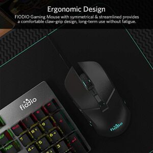 FIODIO Wired Gaming Mouse, 5500 DPI, Breathing Light, Ergonomic Game USB Computer Mice RGB Gamer Desktop Laptop PC Gaming Mouse, 7 Colors RGB Lighting, 6 Buttons for Windows 7/8 / 10, Black