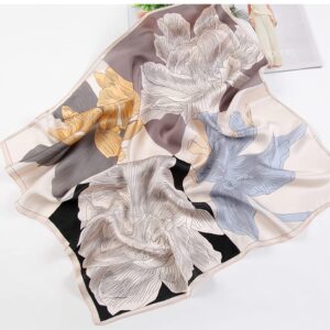 100% Pure Mulberry Silk Medium Square Scarf Head Scarf for Women 27"'x27"(in) Natural Silk Neckerchief Printed Headscarf with Gift Packed (5)