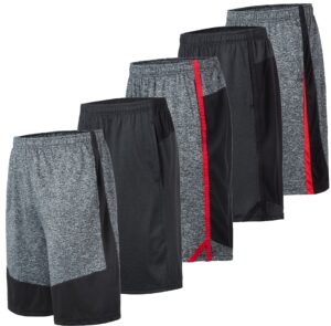 5 pack: men's dry-fit sweat resistant active athletic performance shorts