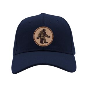 bigfoot/sasquatch hat! adjustable-back ball cap with embroidered bigfoot (navy blue)