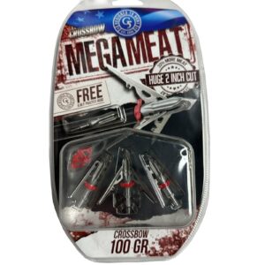 G5 Outdoors G5 Megameat 100 Grain Crossbow Broadhead 3 Pk, Stainless Steel, Model Number: MM102