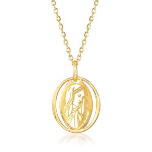 ross-simons italian 18kt yellow gold virgin mary pendant necklace. 20 inches