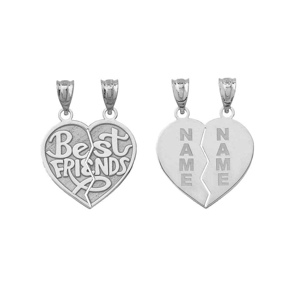 Certified 925 Sterling Silver Personalized Name Best Friend Breakable Heart Pendant