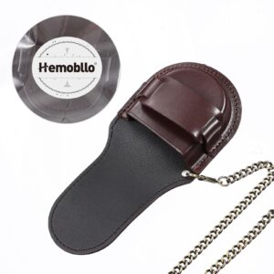 Hemobllo Leather Pocket Watch Pouch - Pocket Watch Leather Case with Bronze Chain Vintage Pocket Watch Belt Holder Case for 38mm-45mm Pocket Watch