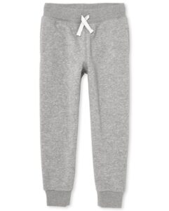 the children's place boys' active fleece jogger sweatpants, smoke single, medium