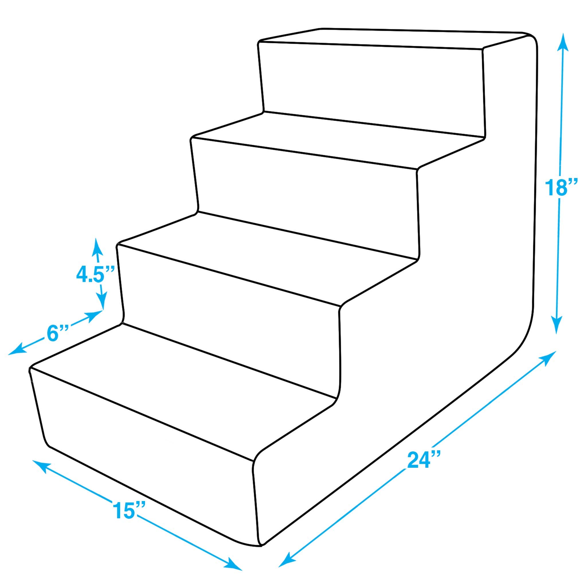 Best Pet Supplies Dog Stairs for Small Dogs & Cats, Foam Pet Steps Portable Ramp for Couch Sofa and High Bed Non-Slip Balanced Indoor Step Support, Paw Safe No Assembly - Gray Lattice Print, 4-Step