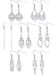 7 pairs celtic knot dangle earrings knot silver earrings teardrop hoop earring