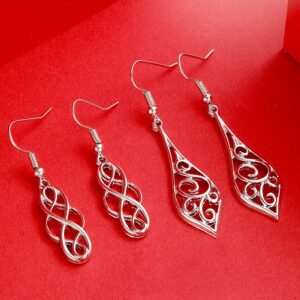 7 Pairs Celtic Knot Dangle Earrings Knot Silver Earrings Teardrop Hoop Earring