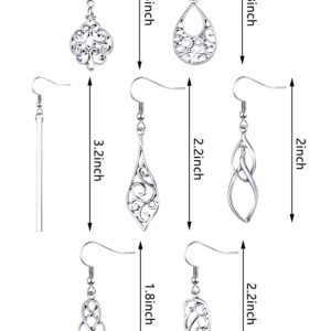 7 Pairs Celtic Knot Dangle Earrings Knot Silver Earrings Teardrop Hoop Earring