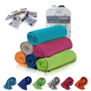 gugelives [6 pack] cooling towel, ice sports towel, cool towel for instant cooling,for yoga, travel, golf, gym,camping, fitness, running, workout & more activities (35"x12")